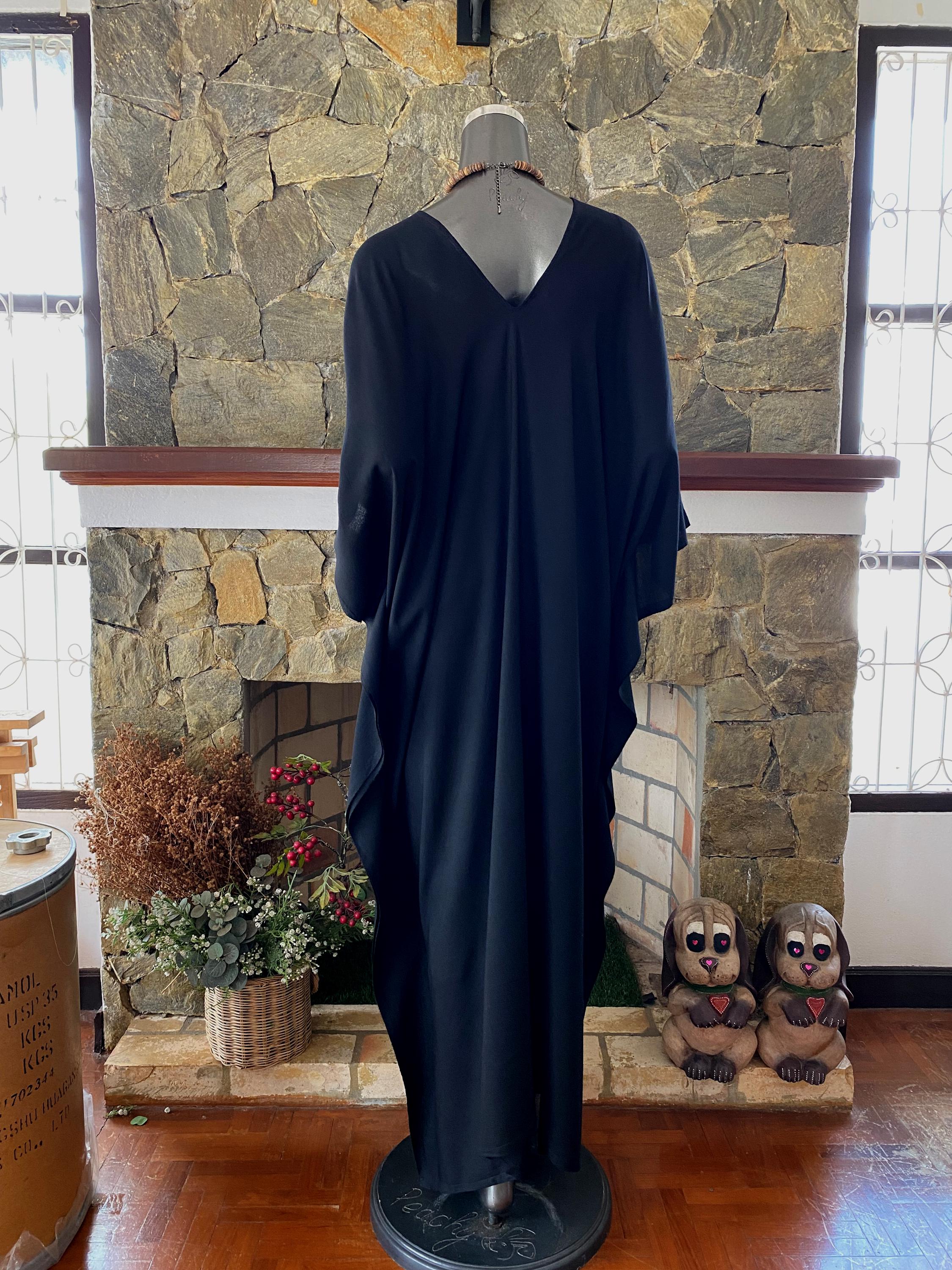 Hand Dyed Charcoal Black Rayon Caftan, Loose Fit Plus Size Kaftan - Etsy