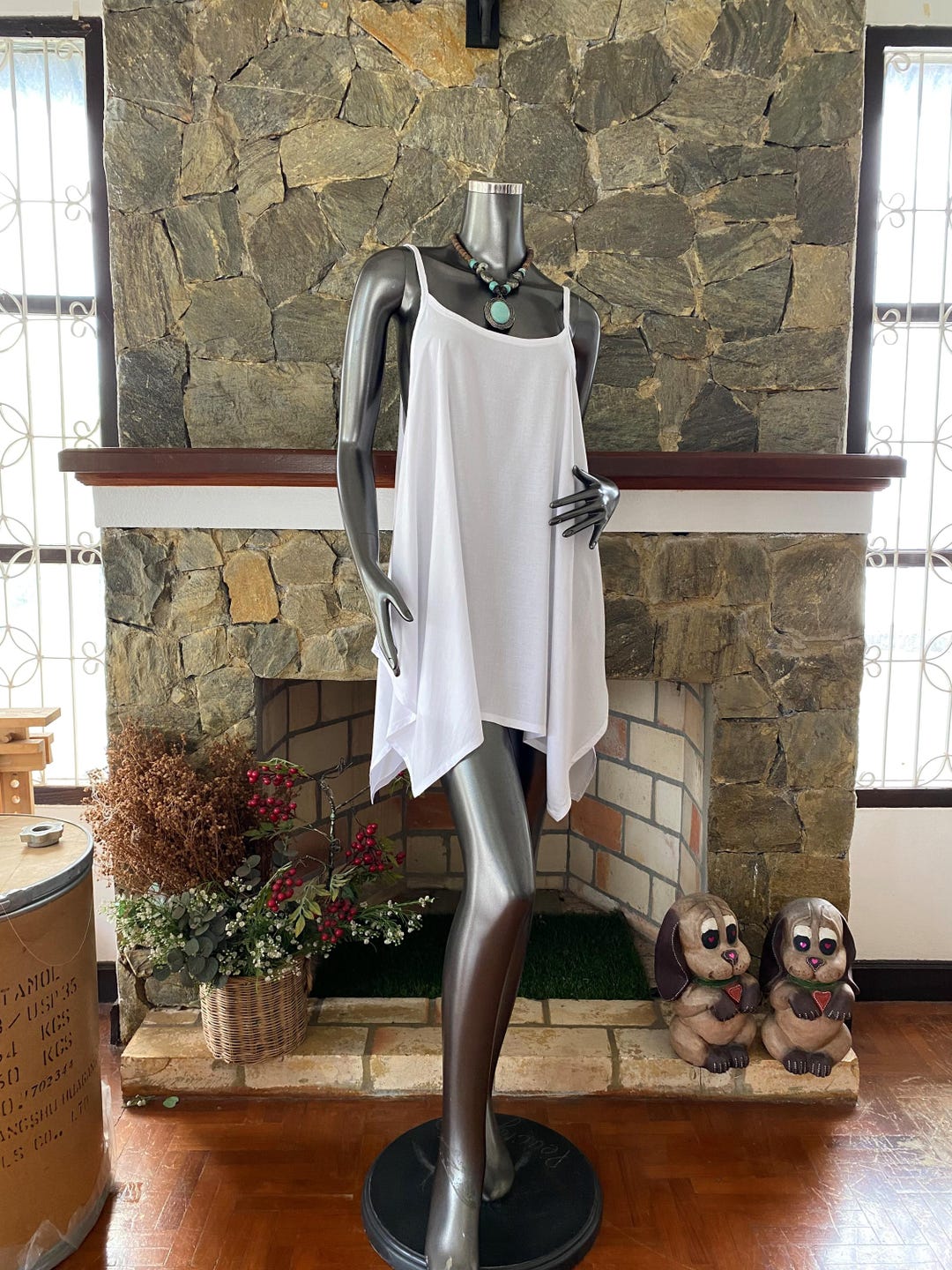 Elegant Plain White Beach Spaghetti Strap BOHO Tank Top, Vacation ...
