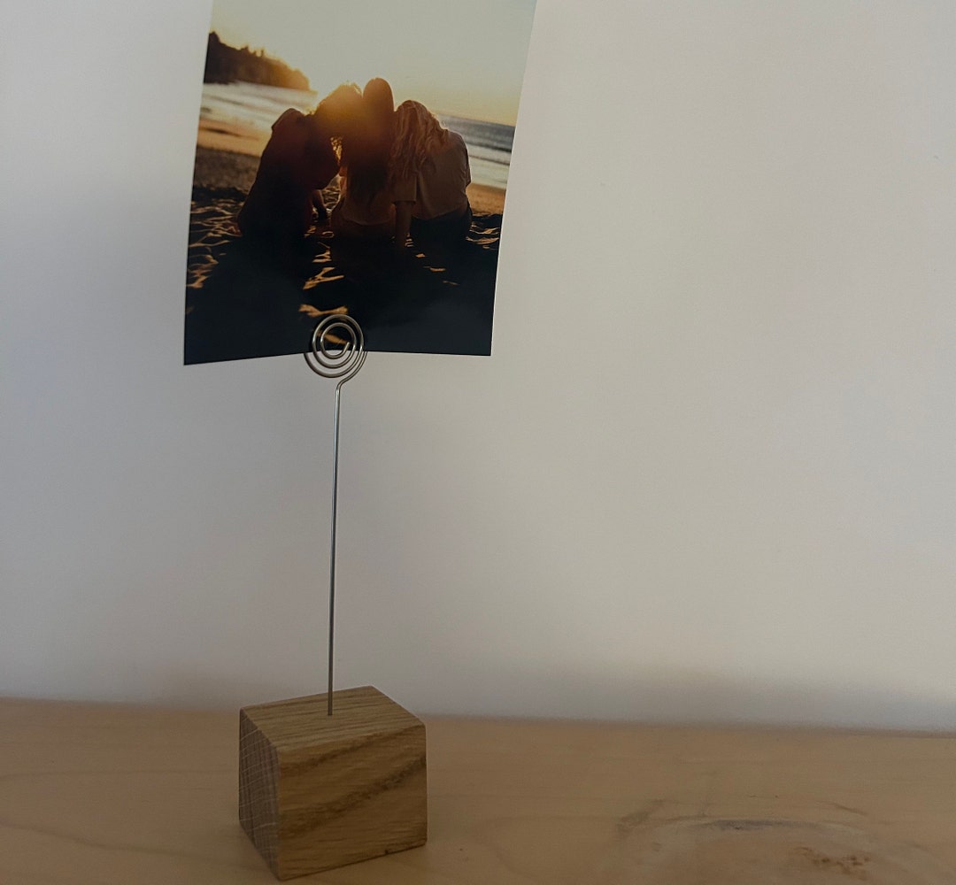 Handmade Wooden Photo Clip Stand | Oak Card Holder | Rustic Wedding ...