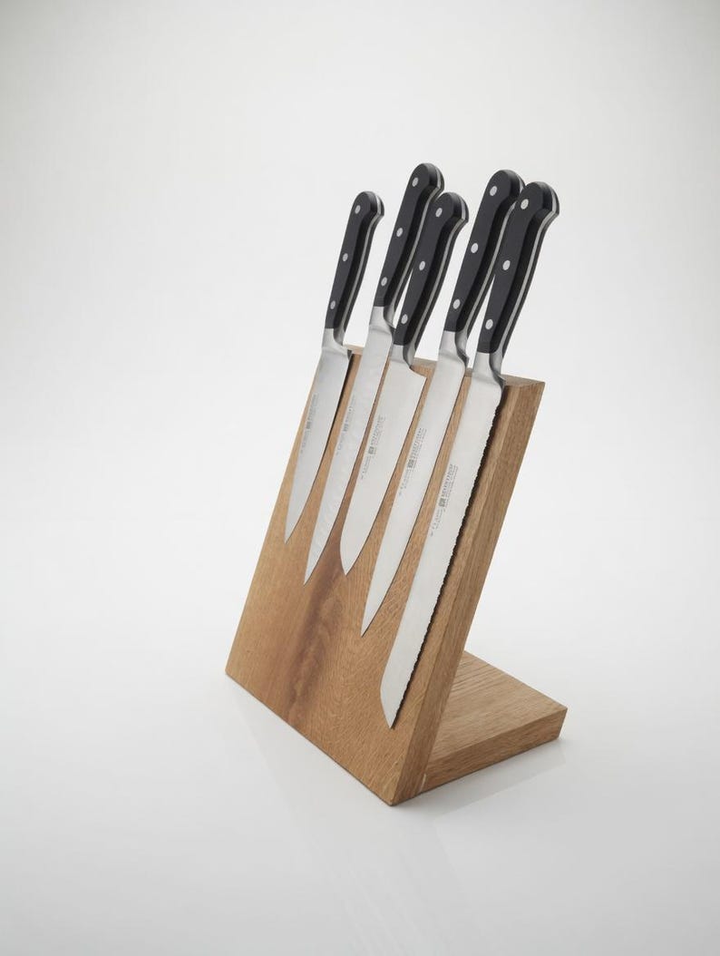Magnetic Knife Block Oak Wood | Magnetic Knife Holder Standing ...