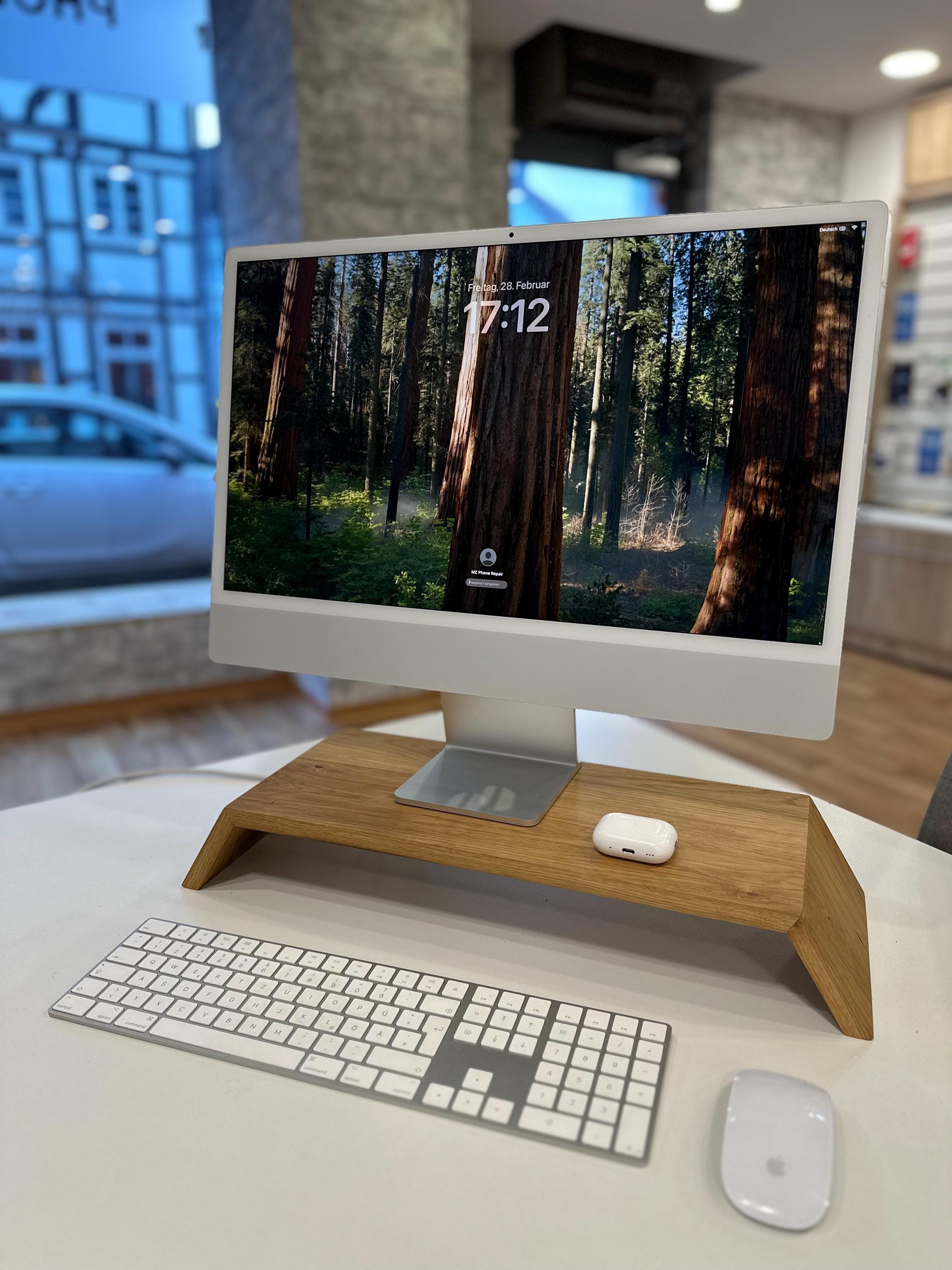 Handmade Oak Monitor Stand – Wooden Ergonomic Riser for Imac, Laptop ...