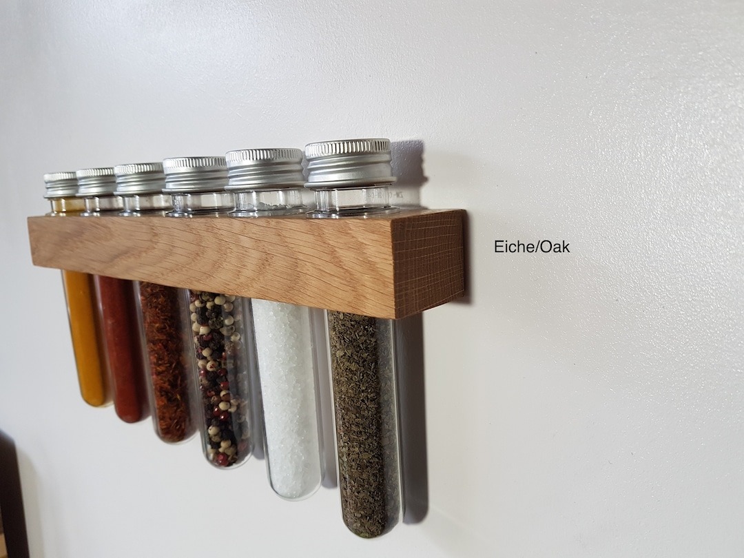 Handmade Oak Spice Rack With 6 Spice Tubes | Wall Mounted Kitchen ...