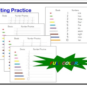 Montessori Bead Worksheets & Cards Numbers 1-10 - Etsy
