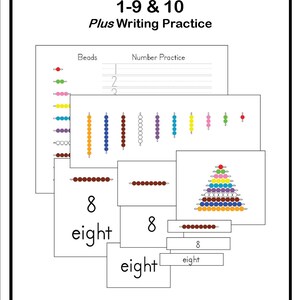 Montessori Bead Worksheets & Cards Numbers 1-10 - Etsy