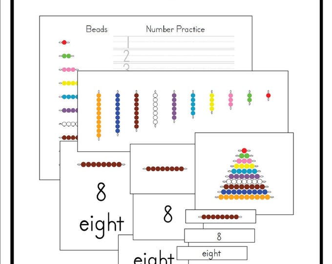 Montessori Bead Worksheets & Cards Numbers 1-10 - Etsy