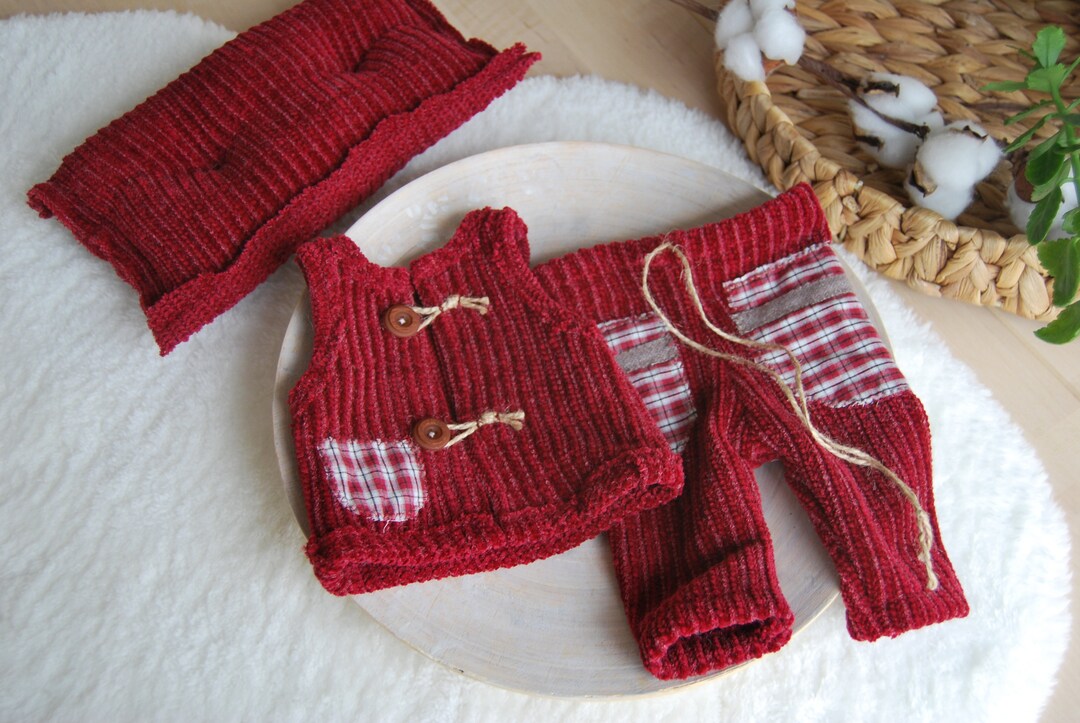 Red Newborn Outfit Photography Newborn Boy Photo Props Christmas ...