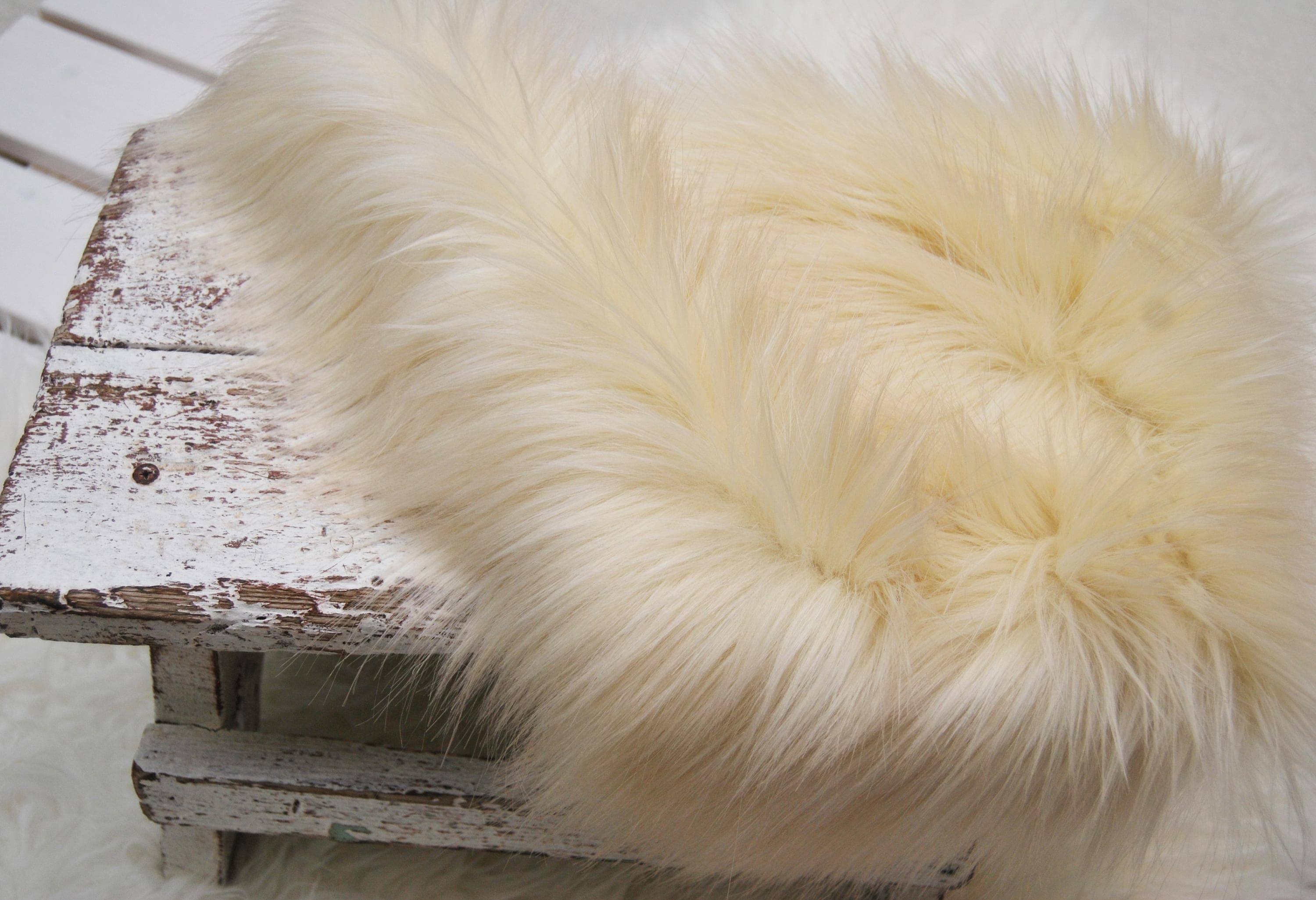 Newborn faux fur photo prop, long pile newborn fur, basket filler