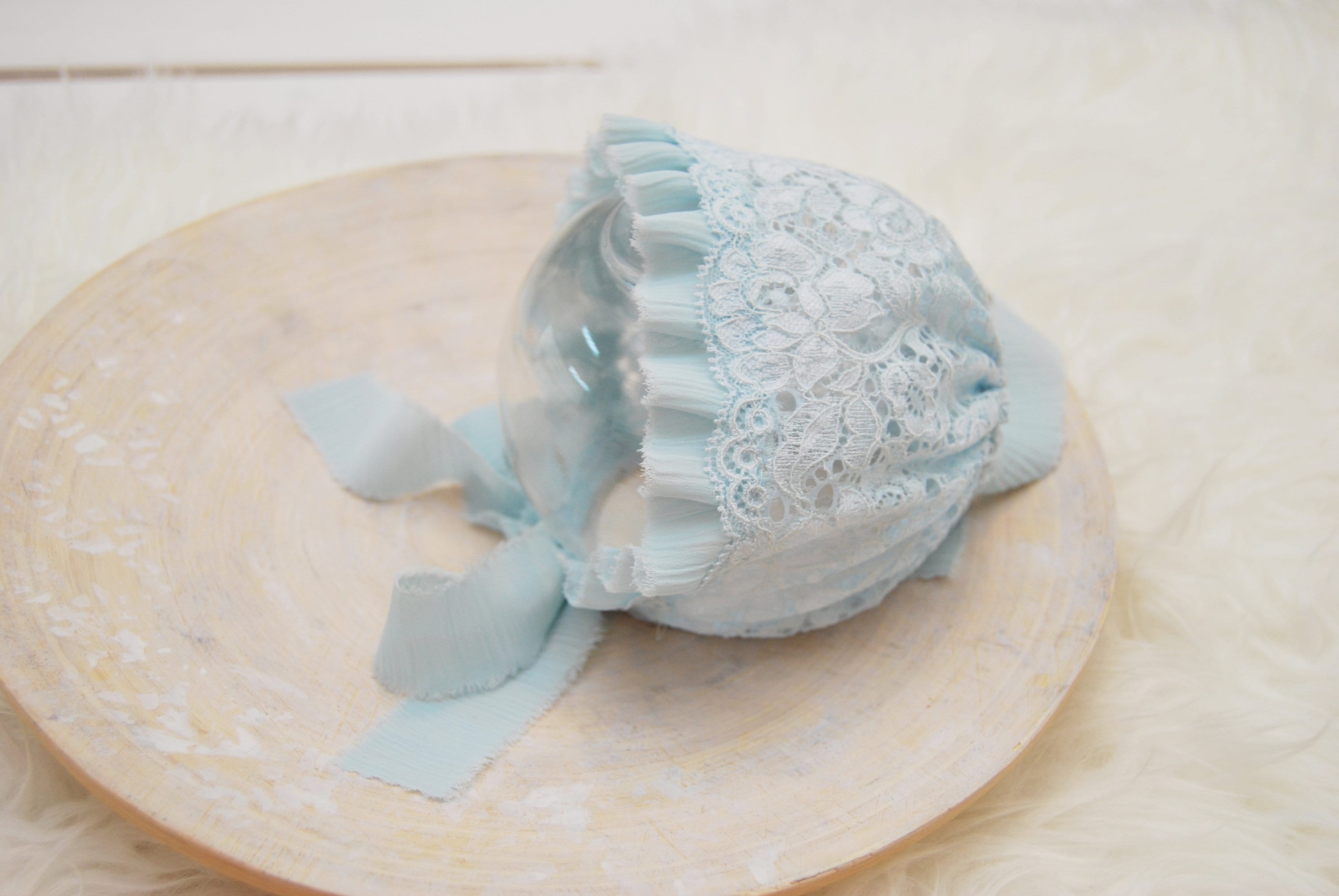 Newborn bonnet, blue lace bonnet baby girl for first photo shoot ...