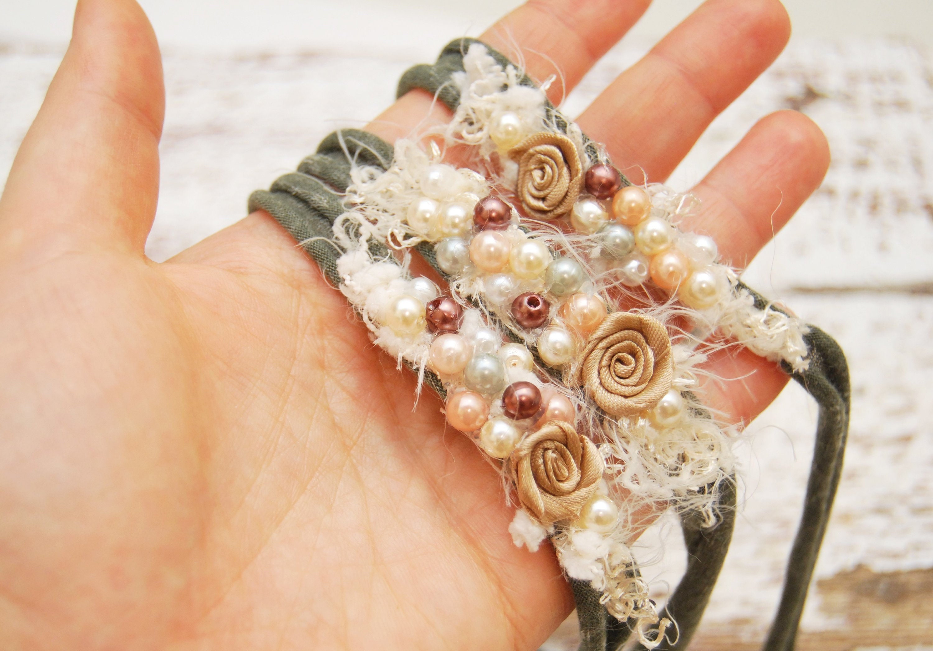 Newborn headband prop, baby girl headband for first photo shoot, pearl ...