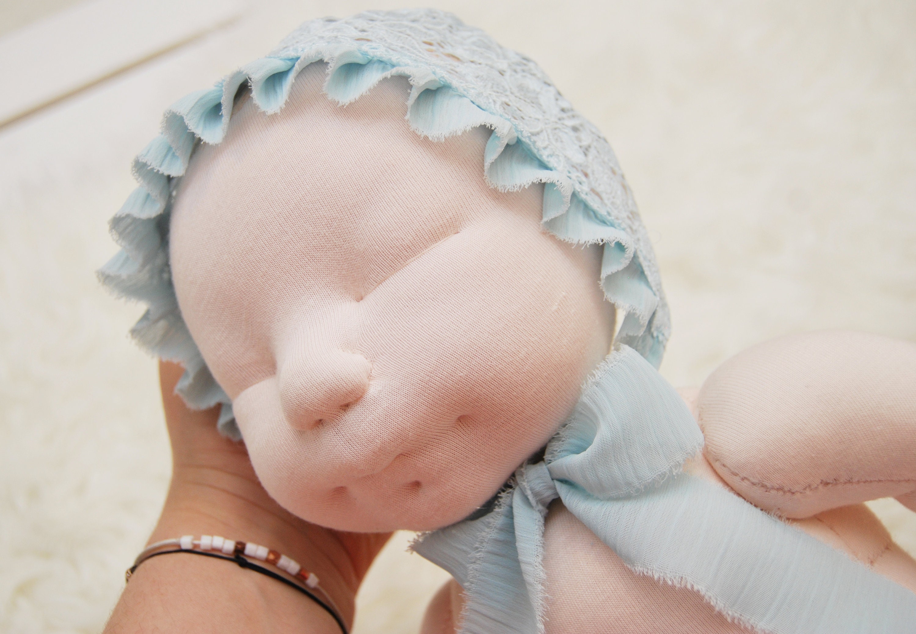Newborn bonnet, blue lace bonnet baby girl for first photo shoot ...