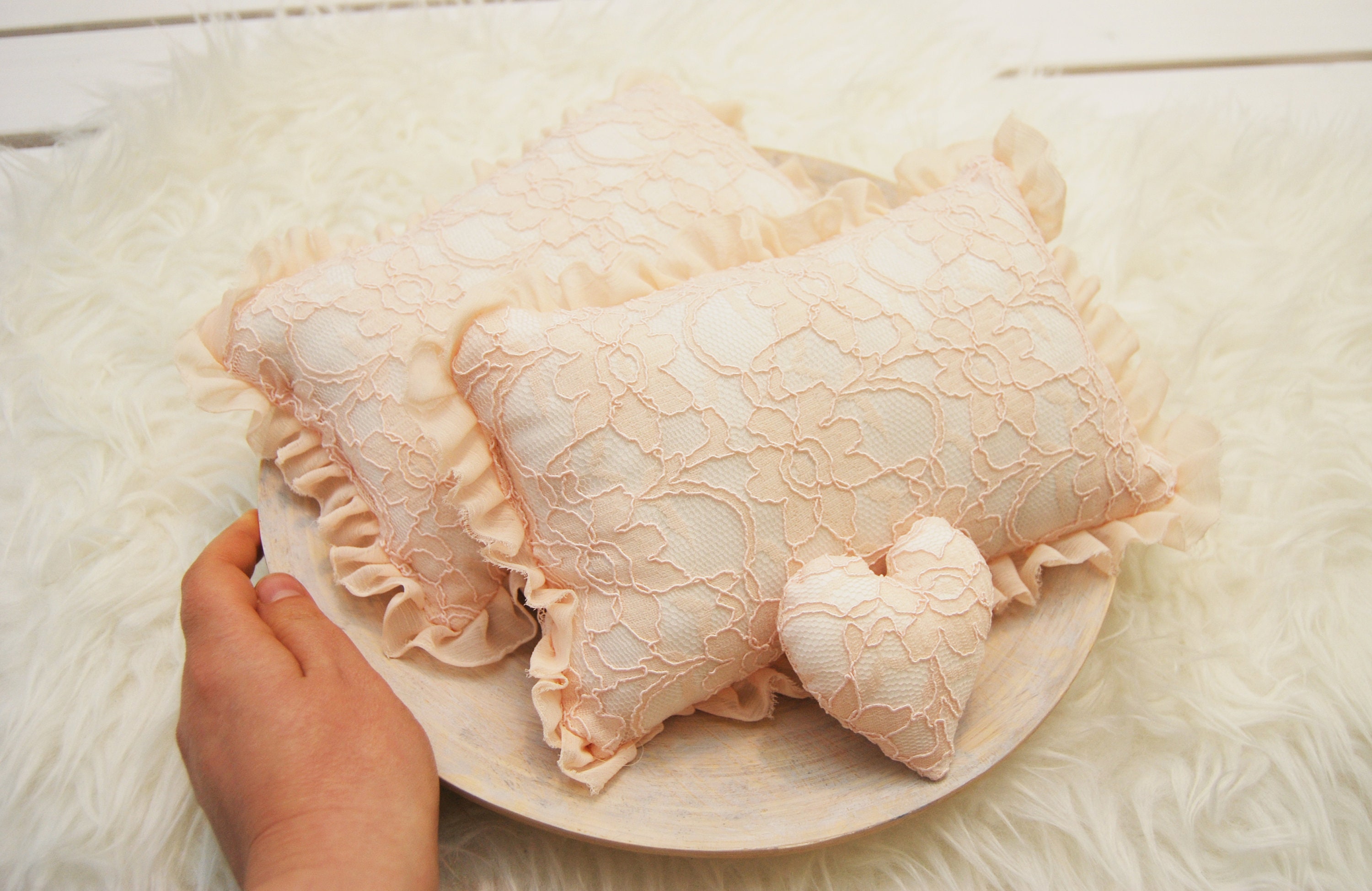 Newborn pillow photo props, lace ruffle pillow for newborn photography ...
