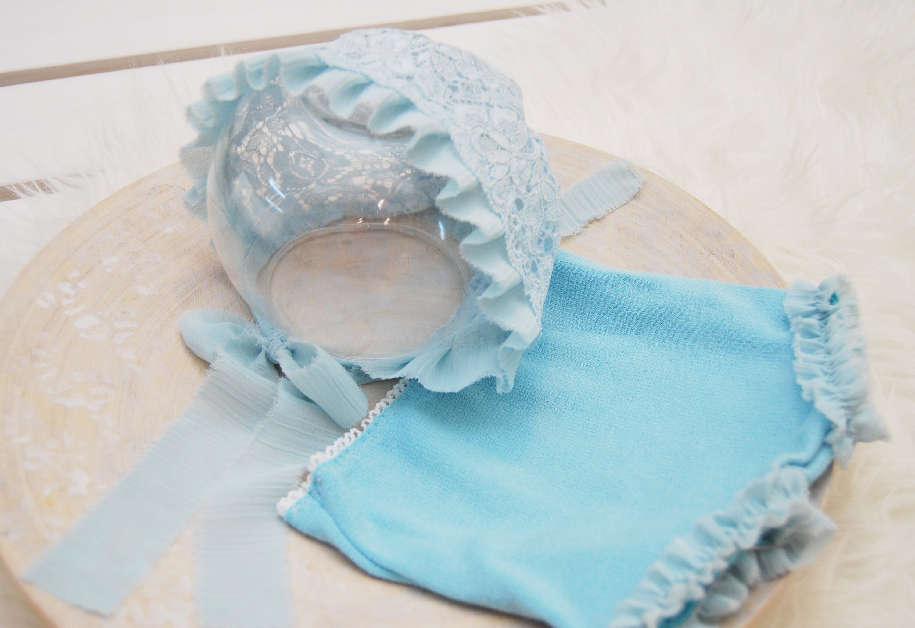 Newborn bonnet, blue lace bonnet baby girl for first photo shoot ...