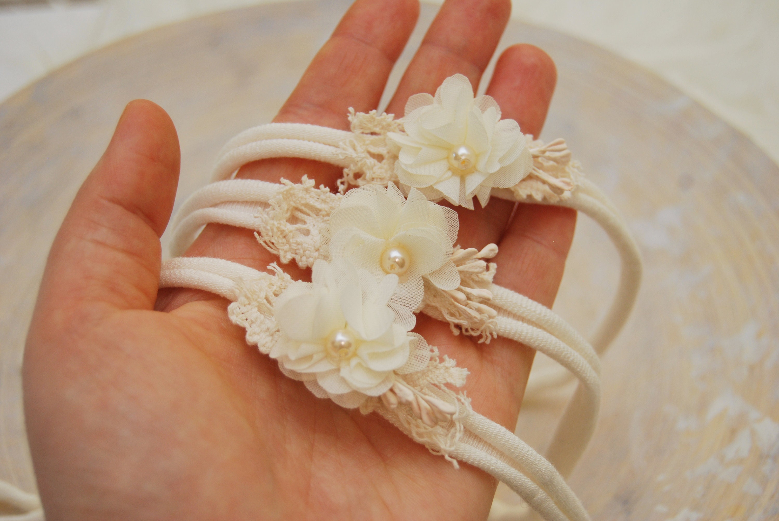 Newborn photo prop, newborn headband, flower baby girl headband ...