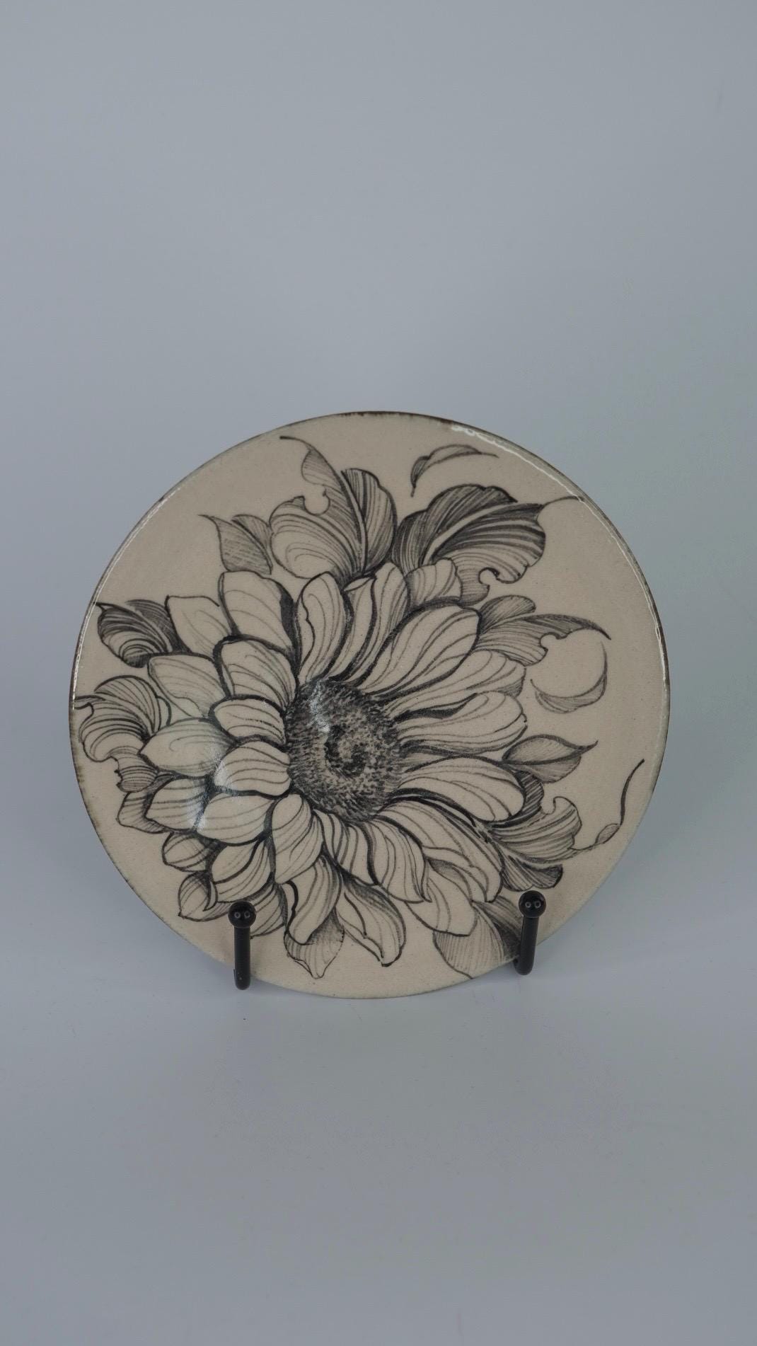 Sunflower Hand Drawn Underglaze Plate Pottery by Marisa Tattoo Artist ...