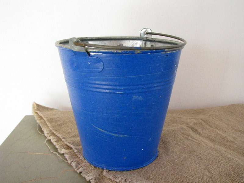 Vintage Scandinavian Blue Tin Bucket: Rustic Farmhouse Decor - Etsy