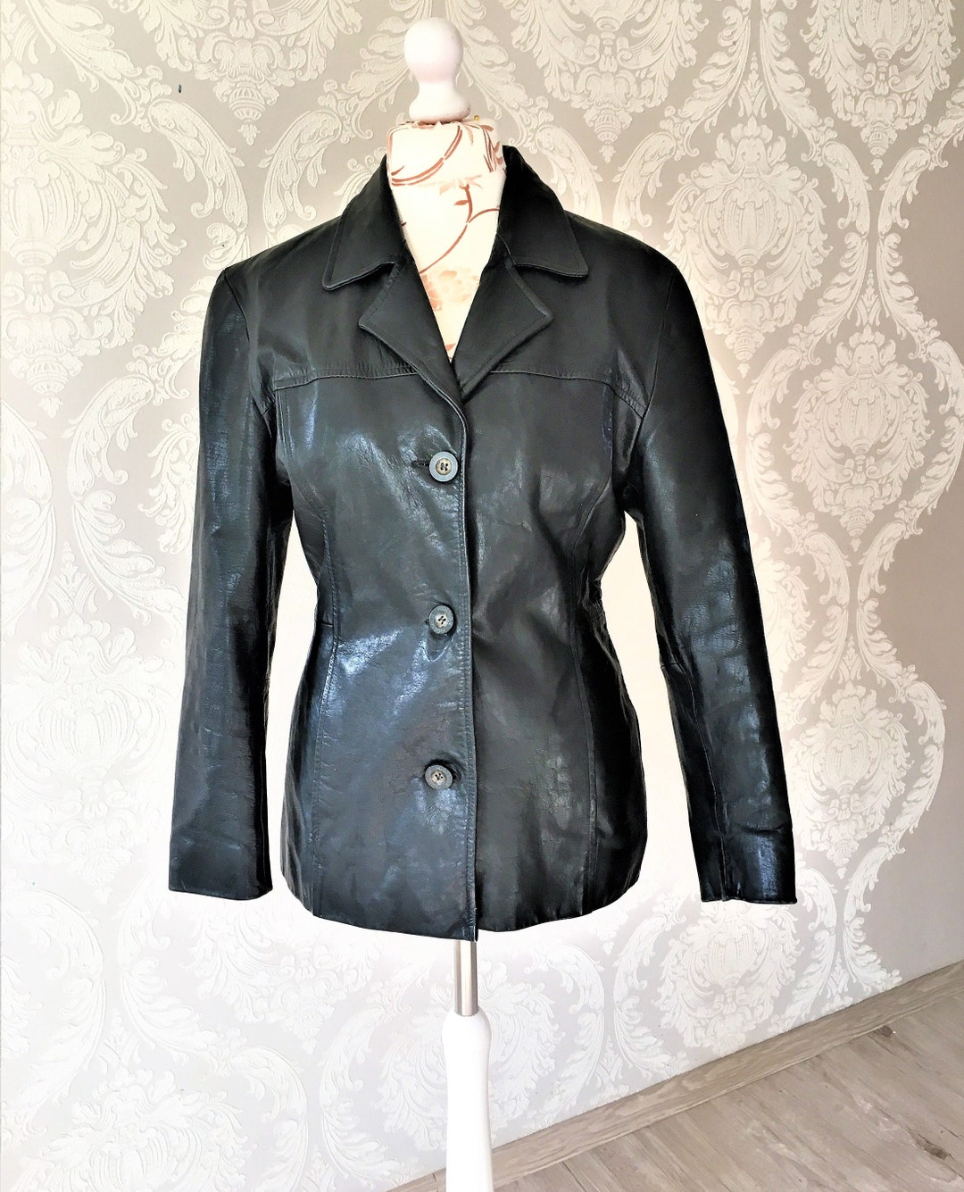 Vintage Women Leather Jacket by HIDESIGN Black Jacket 1990s Thick ...