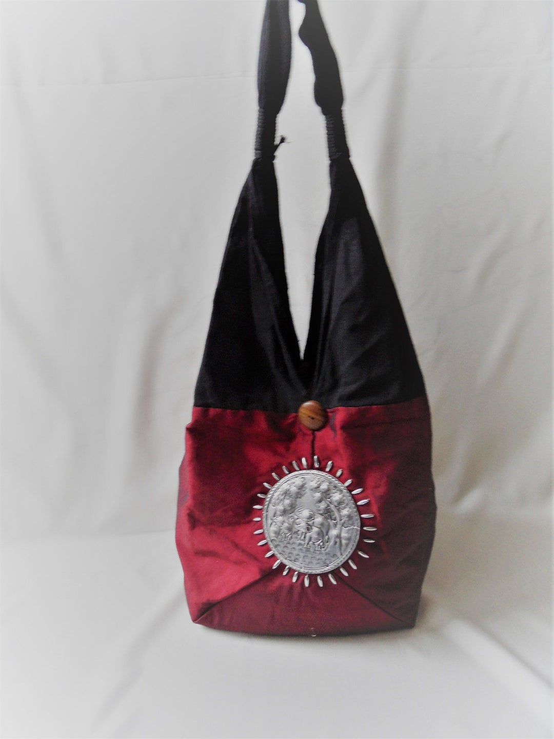 Indian Vintage Handmade Boho Bag Silver Tone Metal Accent Satchel Hand ...