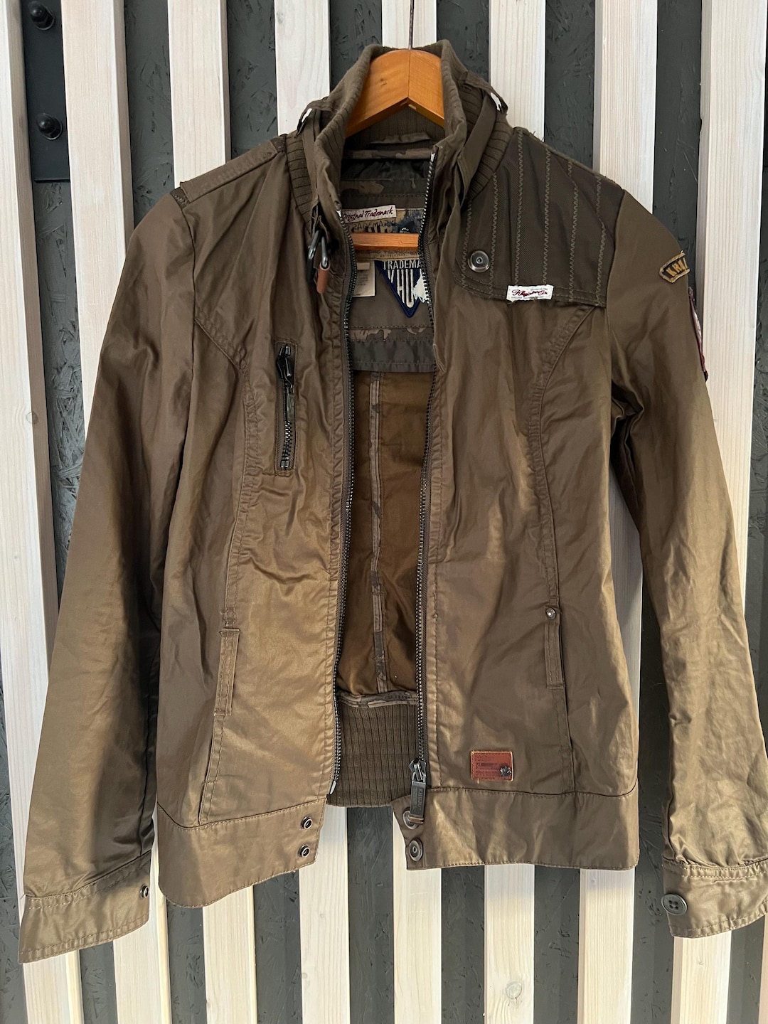 Vintage Khujo Military Style Jacket – Cotton Brown Womens Jacket Size S ...