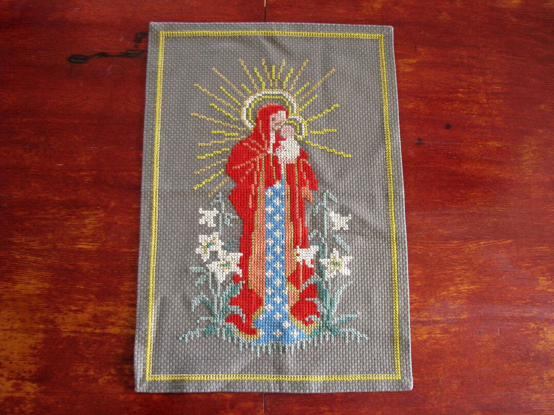Religious Painting Hand Embroidered Wall Hanging Jesus Christ Cotton ...