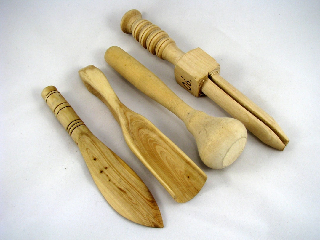 Vintage Rustic Wooden Kitchen Tools Butter Knife Spatula Pestle Hand ...
