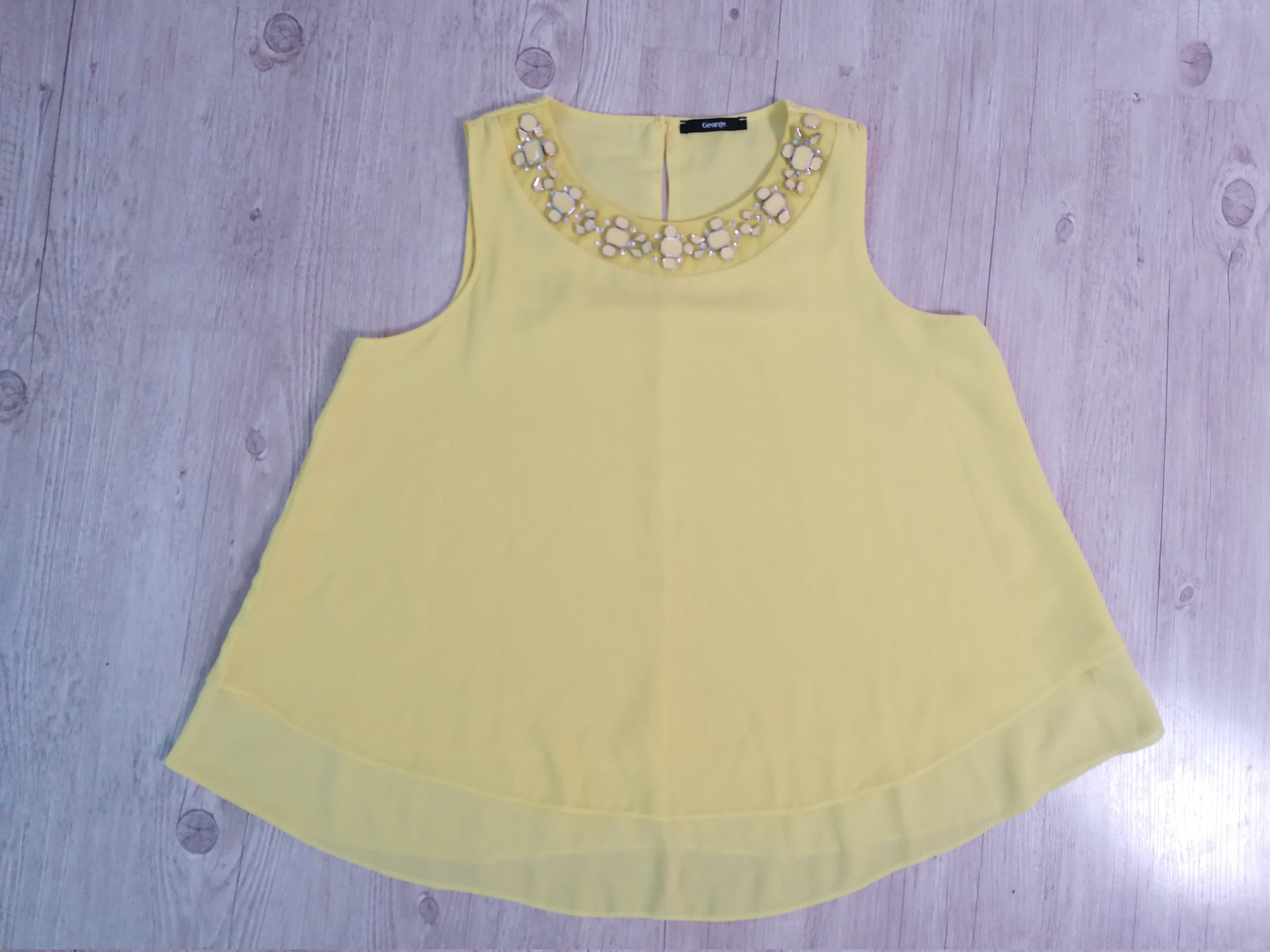 Vintage Lemon Yellow Blouse Top Sleeveless Embroidered Summer Romantic ...