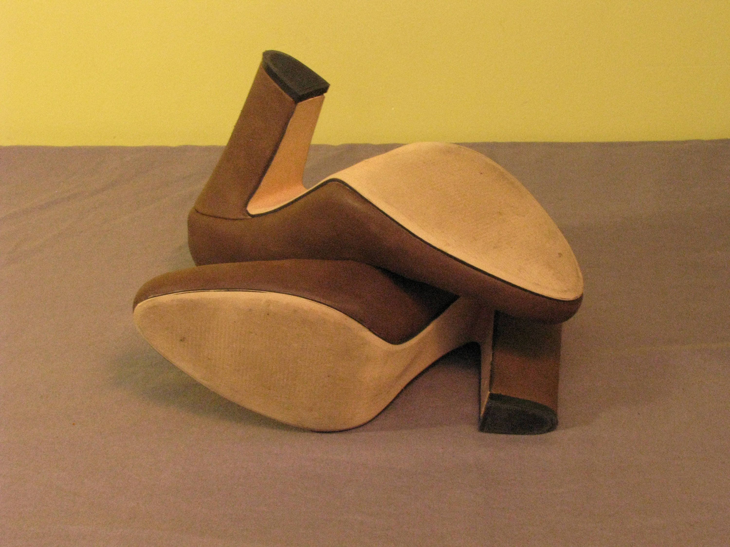 Vintage Brown Genuine Leather MOOW High Heels Women Shoes Brown Pumps ...