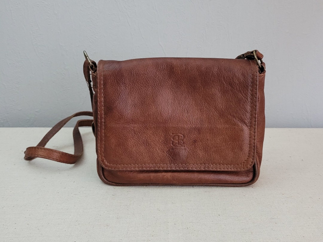 Vintage Leather Shoulder Flap Bag in Chestnut Brown Purse for Women ...