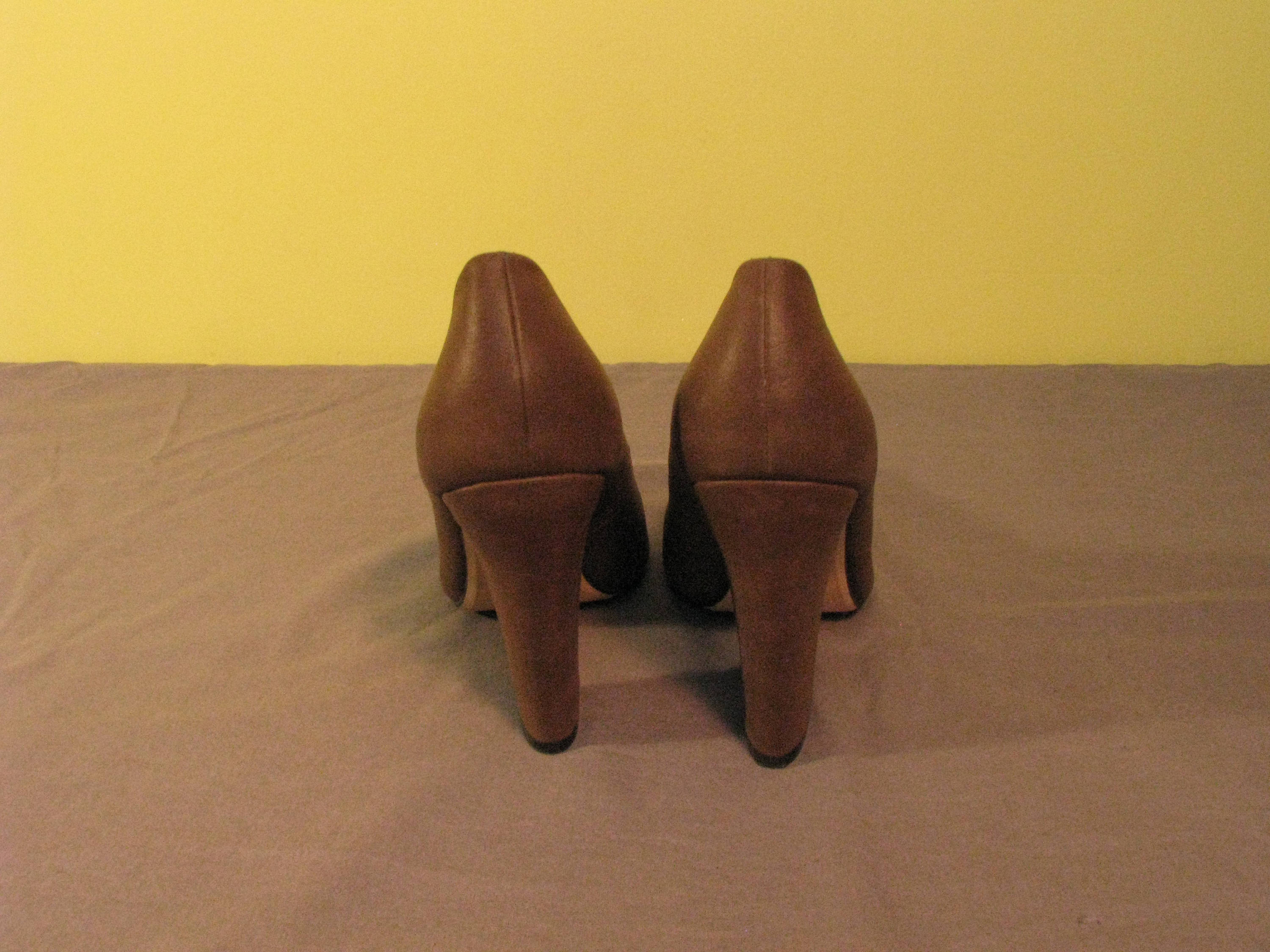 Vintage Brown Genuine Leather MOOW High Heels Women Shoes Brown Pumps ...