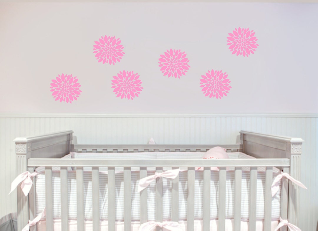 Dahlia Zinnia Peony Flower Vinyl Decals - Girls Room Flower Wall Decal ...