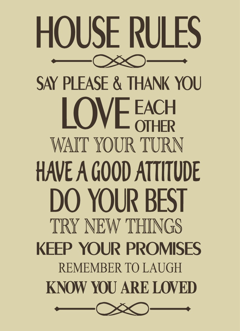 House Rules Wall Decal Entryway Wall Decal Vinyl Wall | Etsy