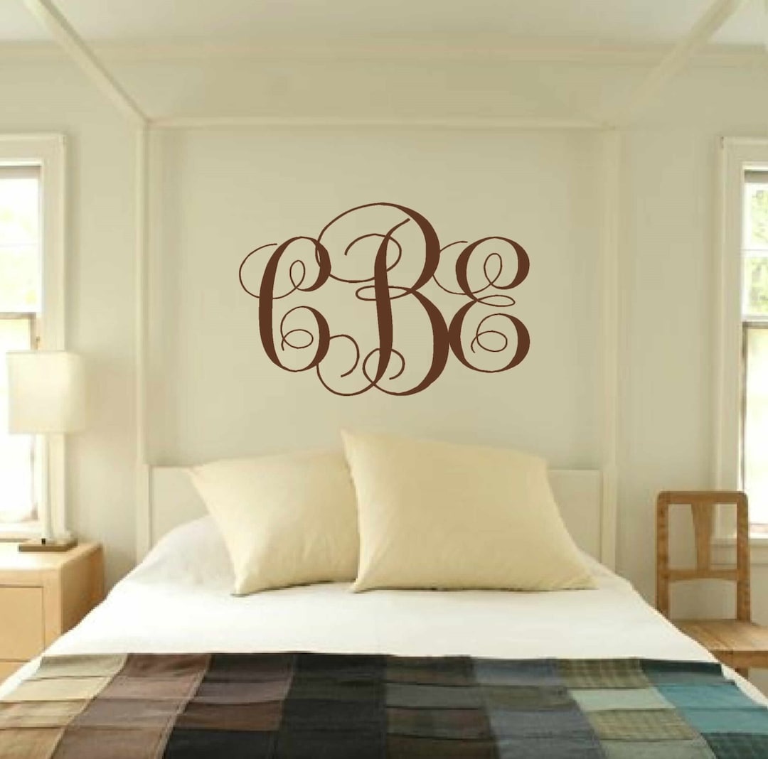 Monogram Wall Decal - Personalized Monogram Vinyl Decal - Vinyl Wall ...