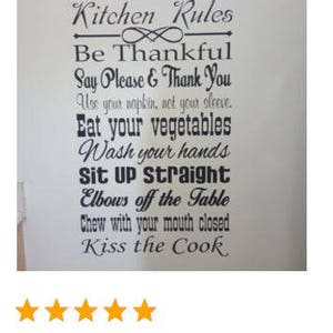 Kitchen Rules Wall Decal - Kitchen Decor Vinyl Wall Decal - Subway ...
