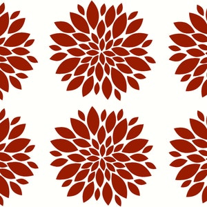 Dahlia Zinnia Peony Flower Vinyl Decals - Girls Room Flower Wall Decal ...