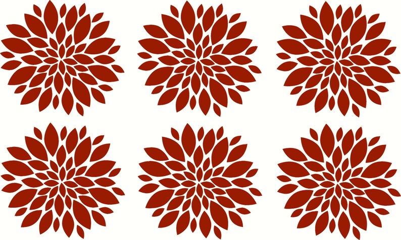Dahlia Zinnia Peony Flower Vinyl Decals Girls Room Flower - Etsy