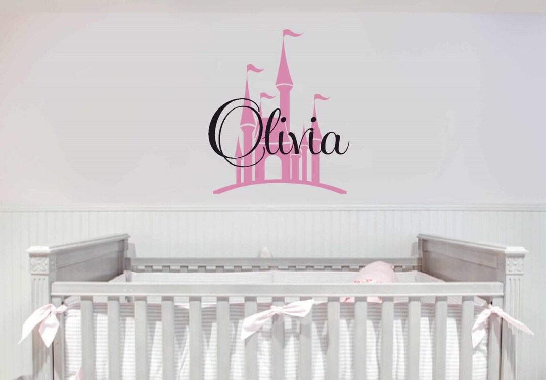 Princess Wall Decal for Girl, Personalized Girls Name With Castle Vinyl ...