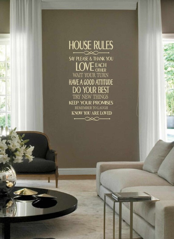 House Rules Wall Decal Entryway Wall Decal Vinyl Wall - Etsy