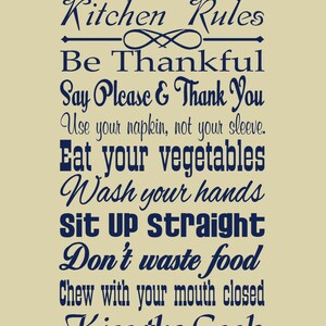 Kitchen Rules Wall Decal - Kitchen Decor Vinyl Wall Decal - Subway ...