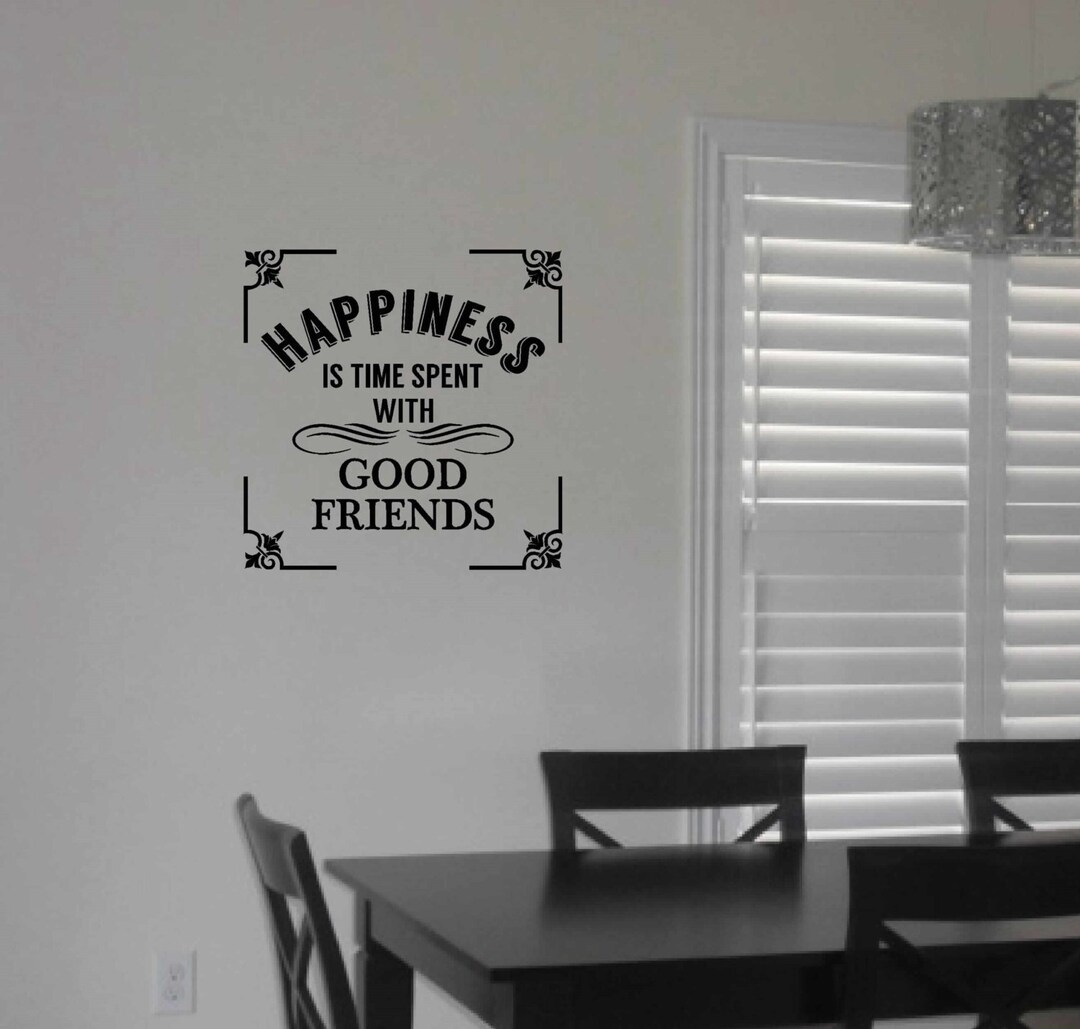 Kitchen Wall Decal - HAPPINESS is Time Spent With Good Friends Vinyl ...