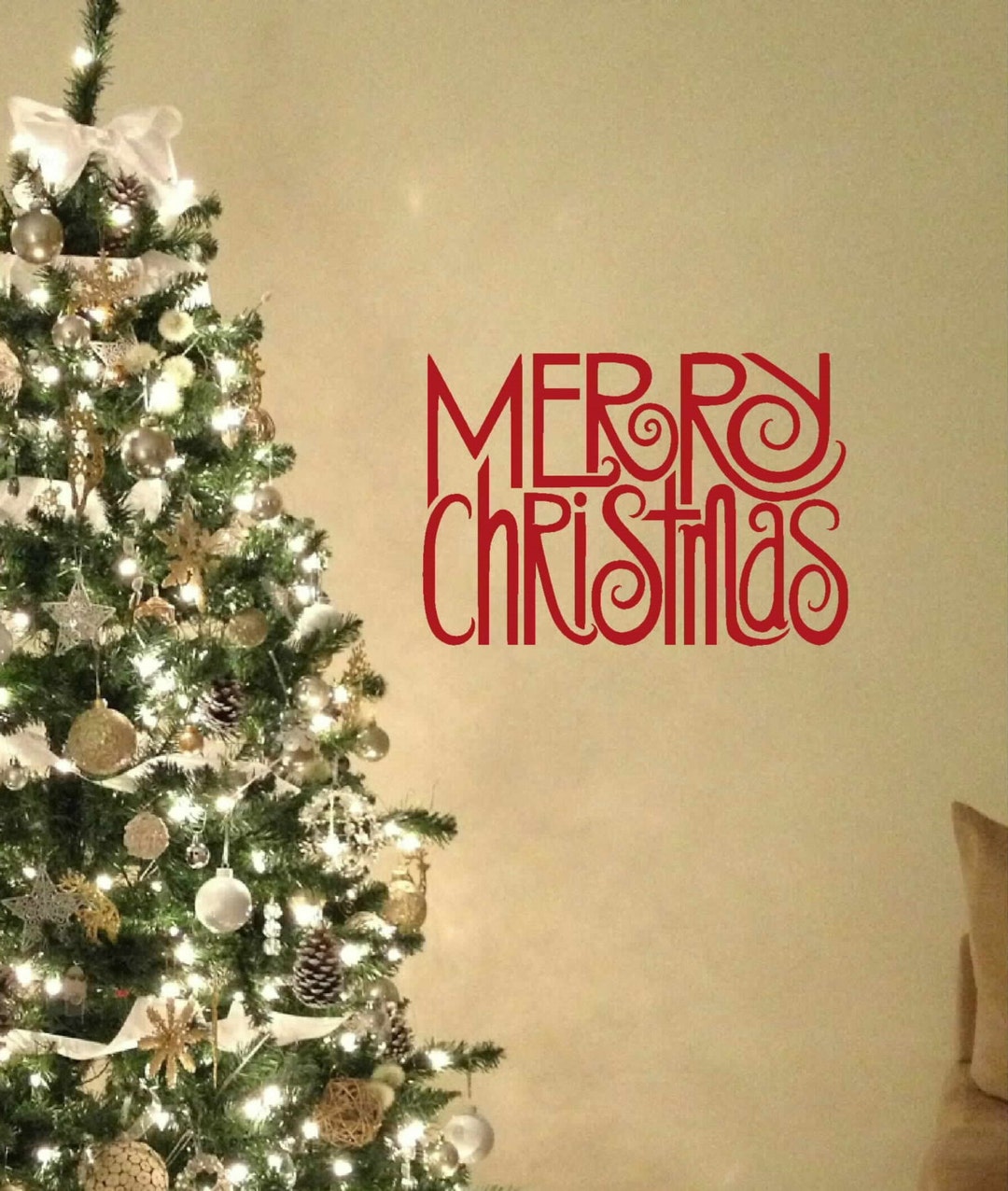 Merry Christmas Wall Decal - Entry Way Christmas Wall Decal - Holiday ...