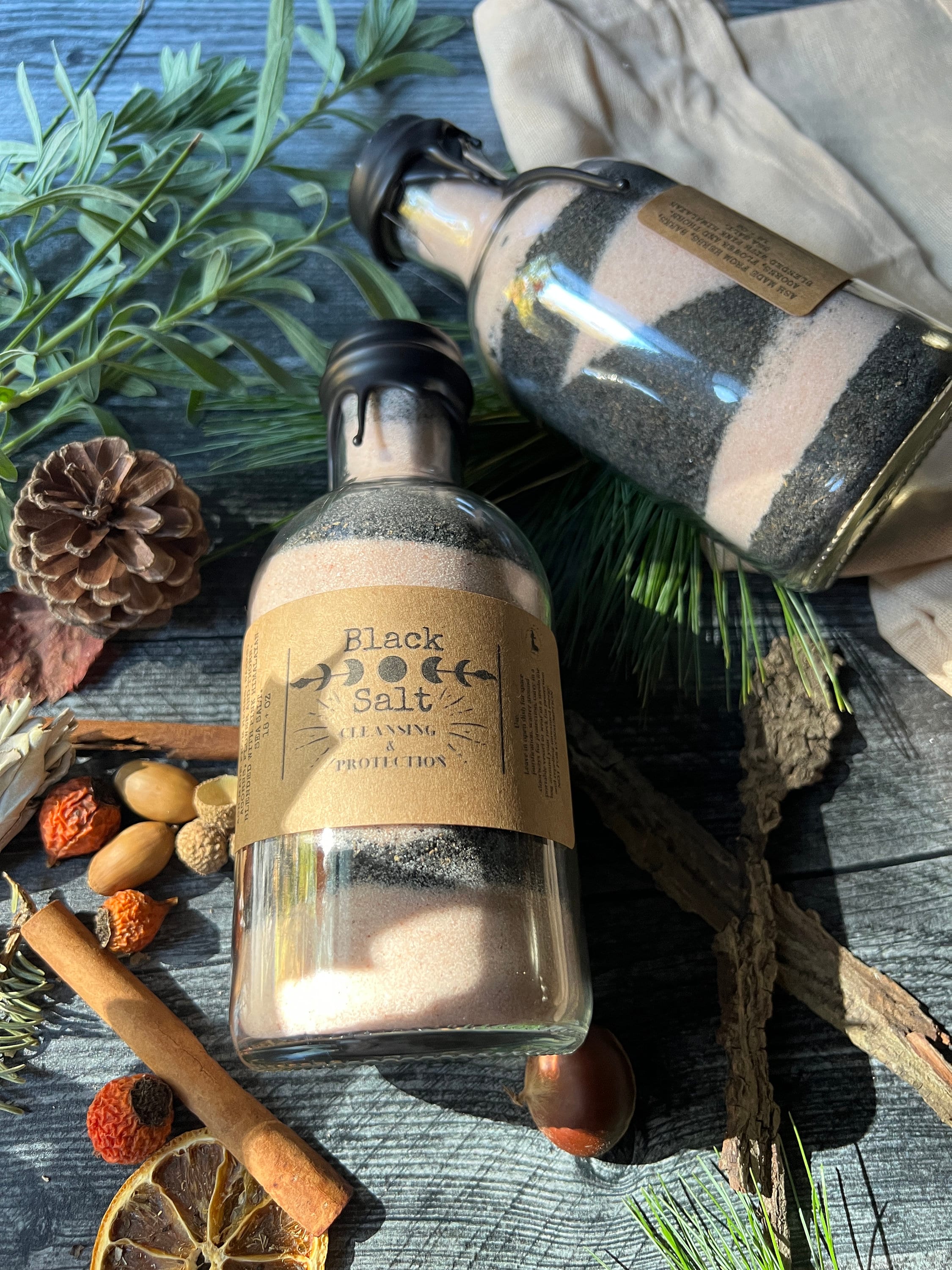 Black Salt purification, cleansing salt, protection salt, herb, ash ...