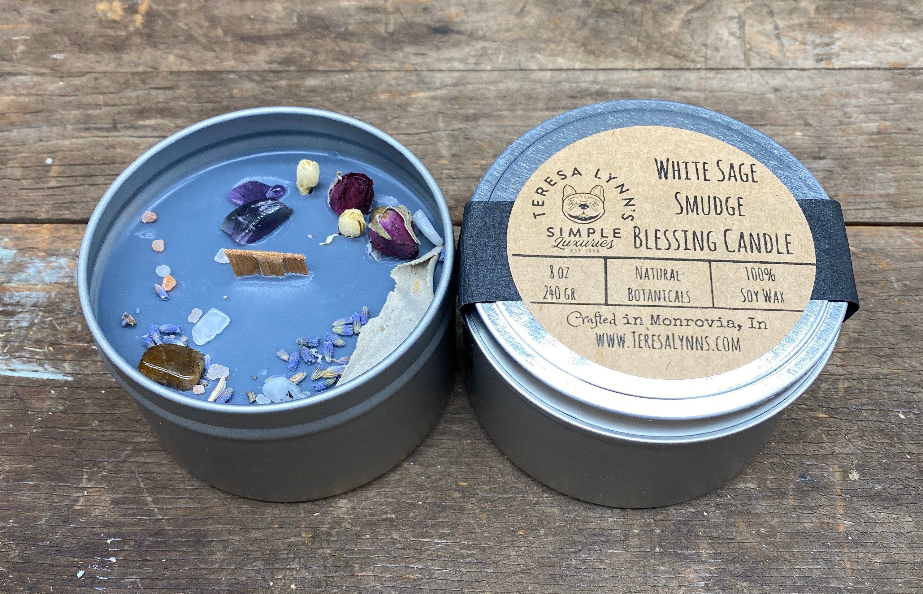 White Sage, Blessing candle, , Lavender, Stones, Crystal, intention ...