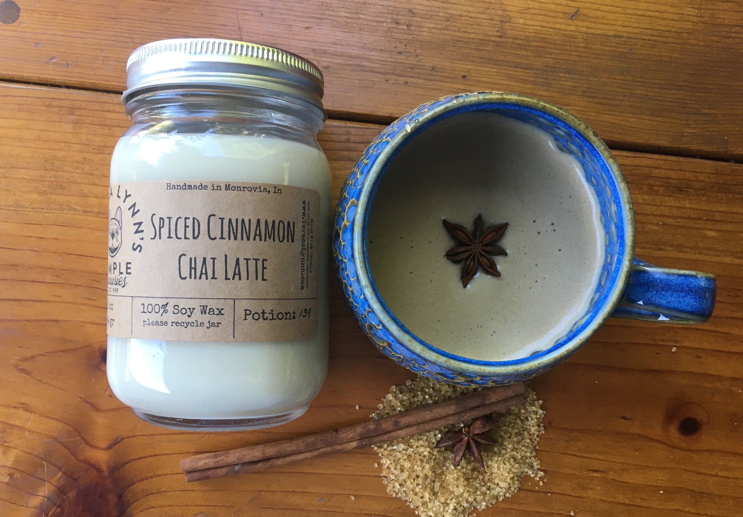 Spiced Cinnamon Chai Latte, spice, Soy candle, Wood Wick, Handmade ...