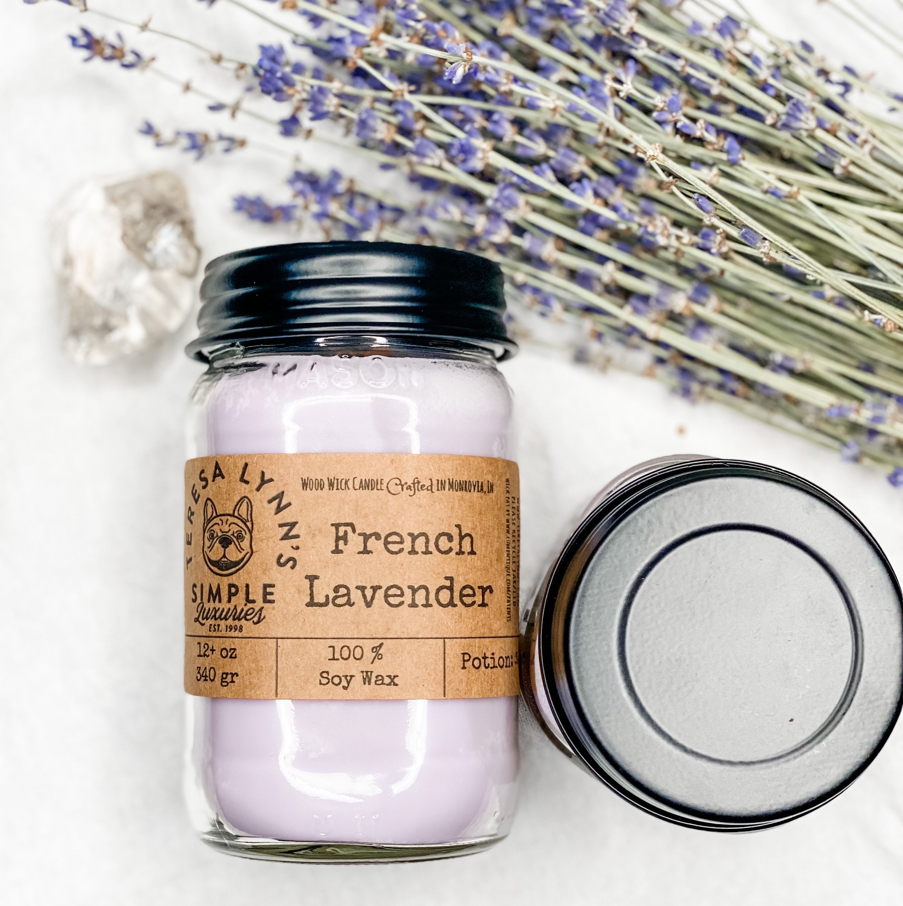 French lavender, candle, wood wick, woodwick, soy candle, artisan ...