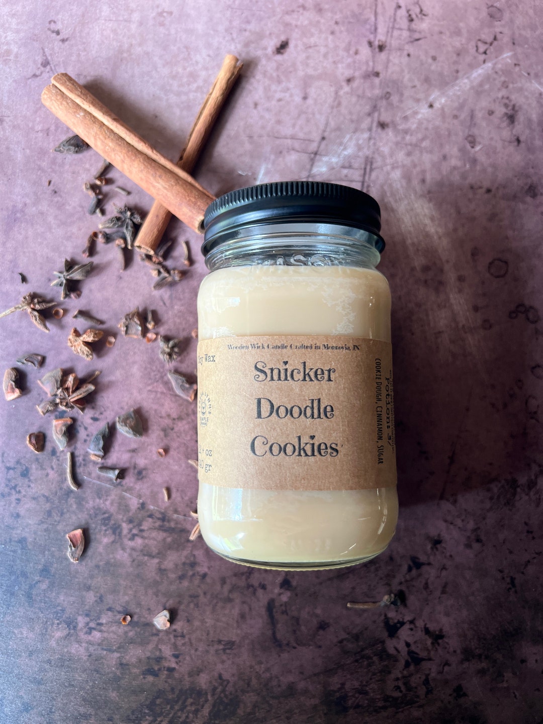 Snickerdoodle Cookie, Wooden Wick, Soy Wax Candle, Mason Jar Candle ...