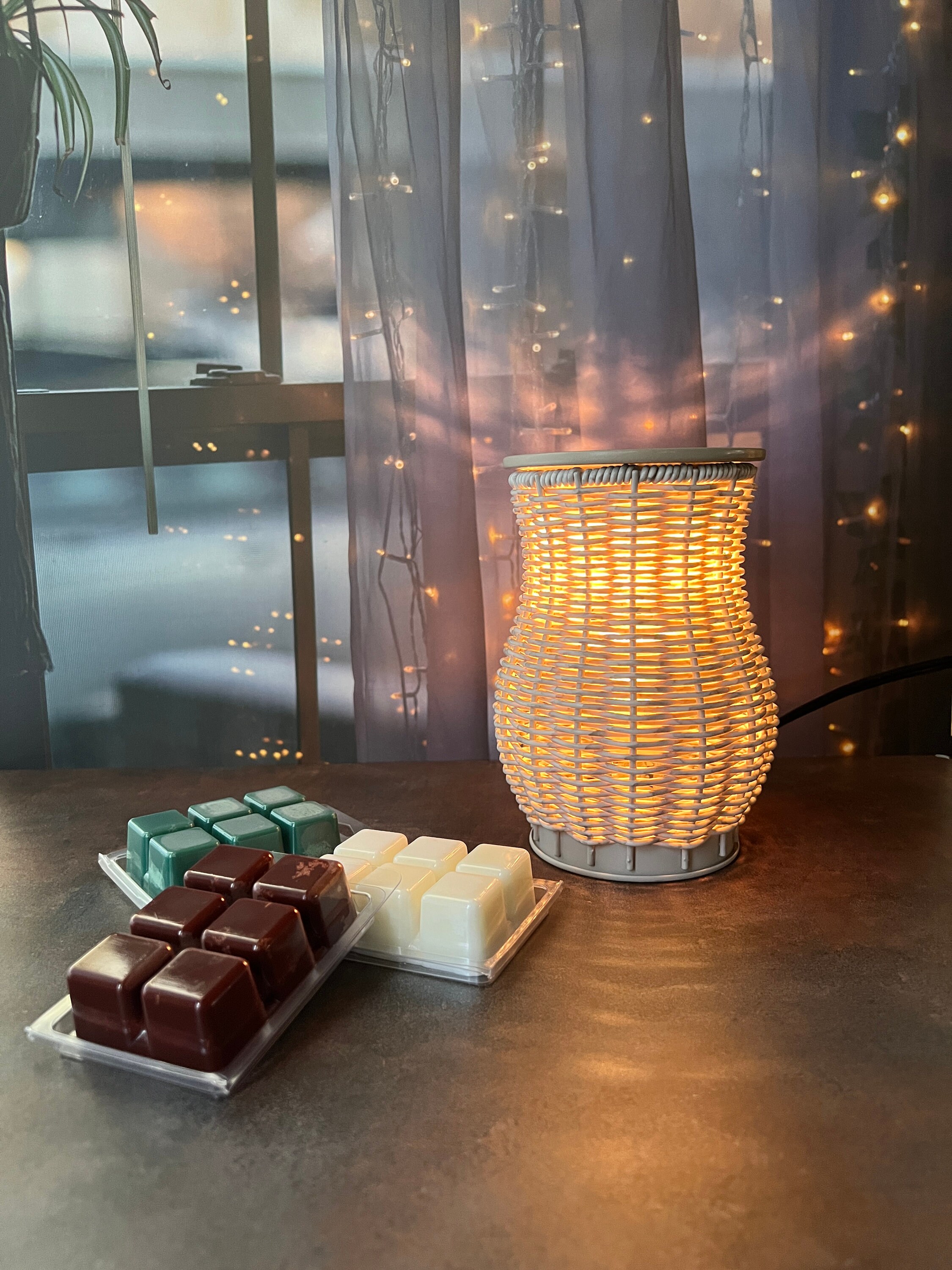Gray Wash Wicker Wax Melter Handmade Wax Melt Set
