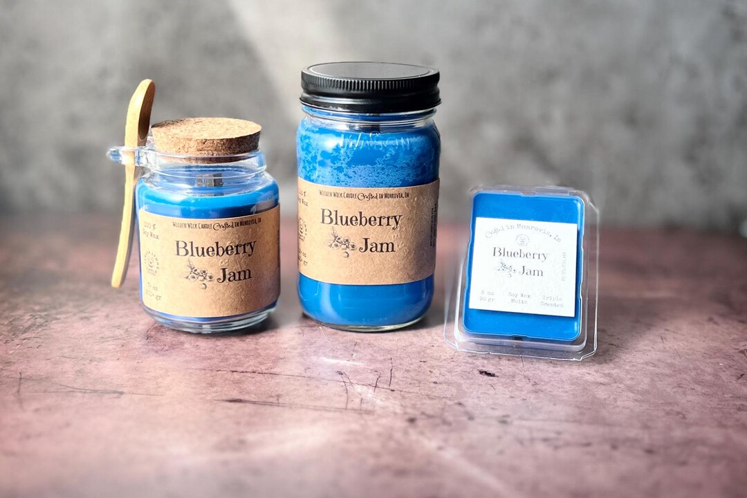 Blueberry Jam Candle- Handmade With Soy Wax ,wooden Wick and American ...