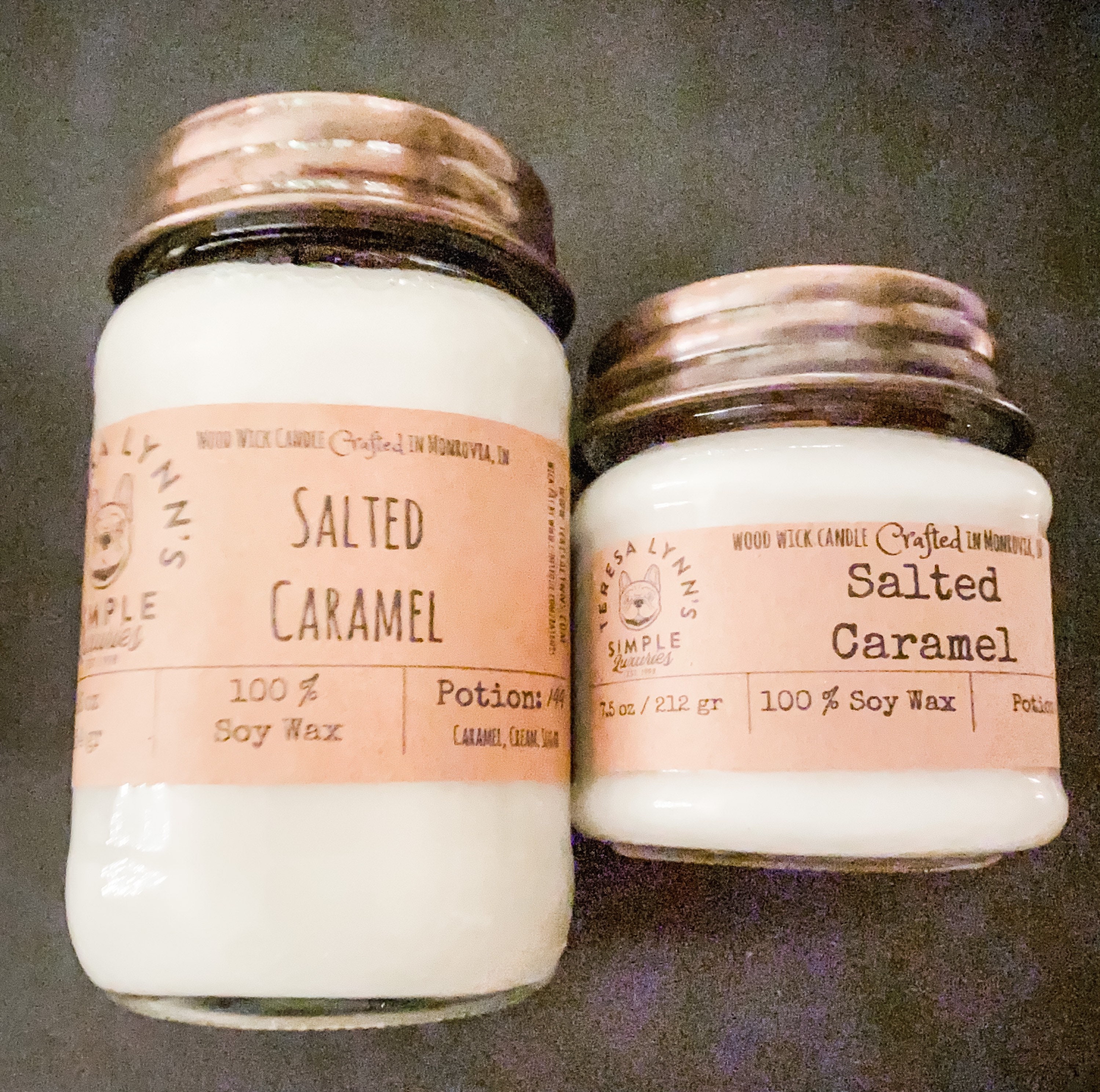 Salted Caramel, spice, Mason Jar Candle, Soy candle, Wood Wick ...