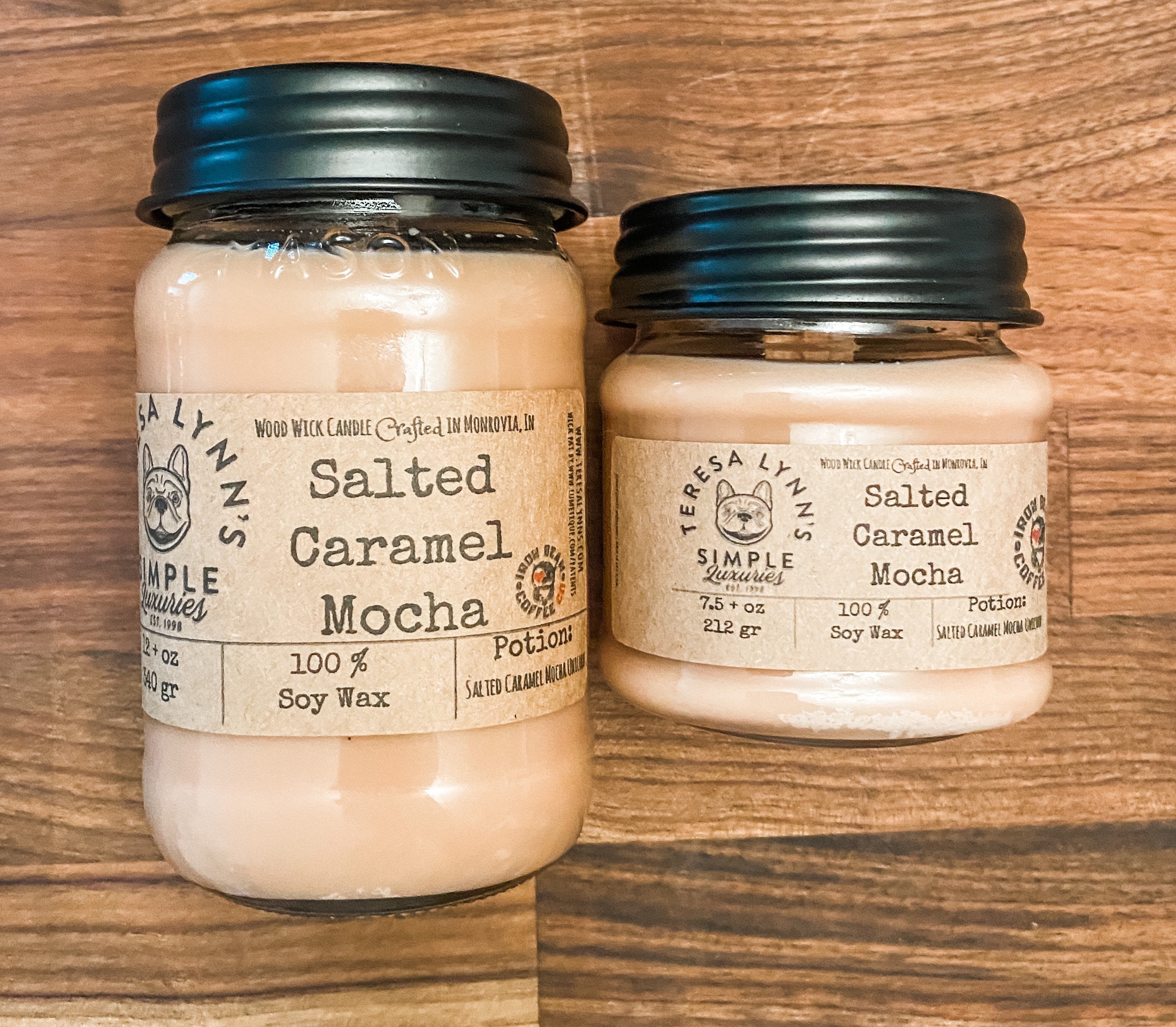 Salted caramel Mocha, Wood Wick, soy candle, scented candle, phthalate ...