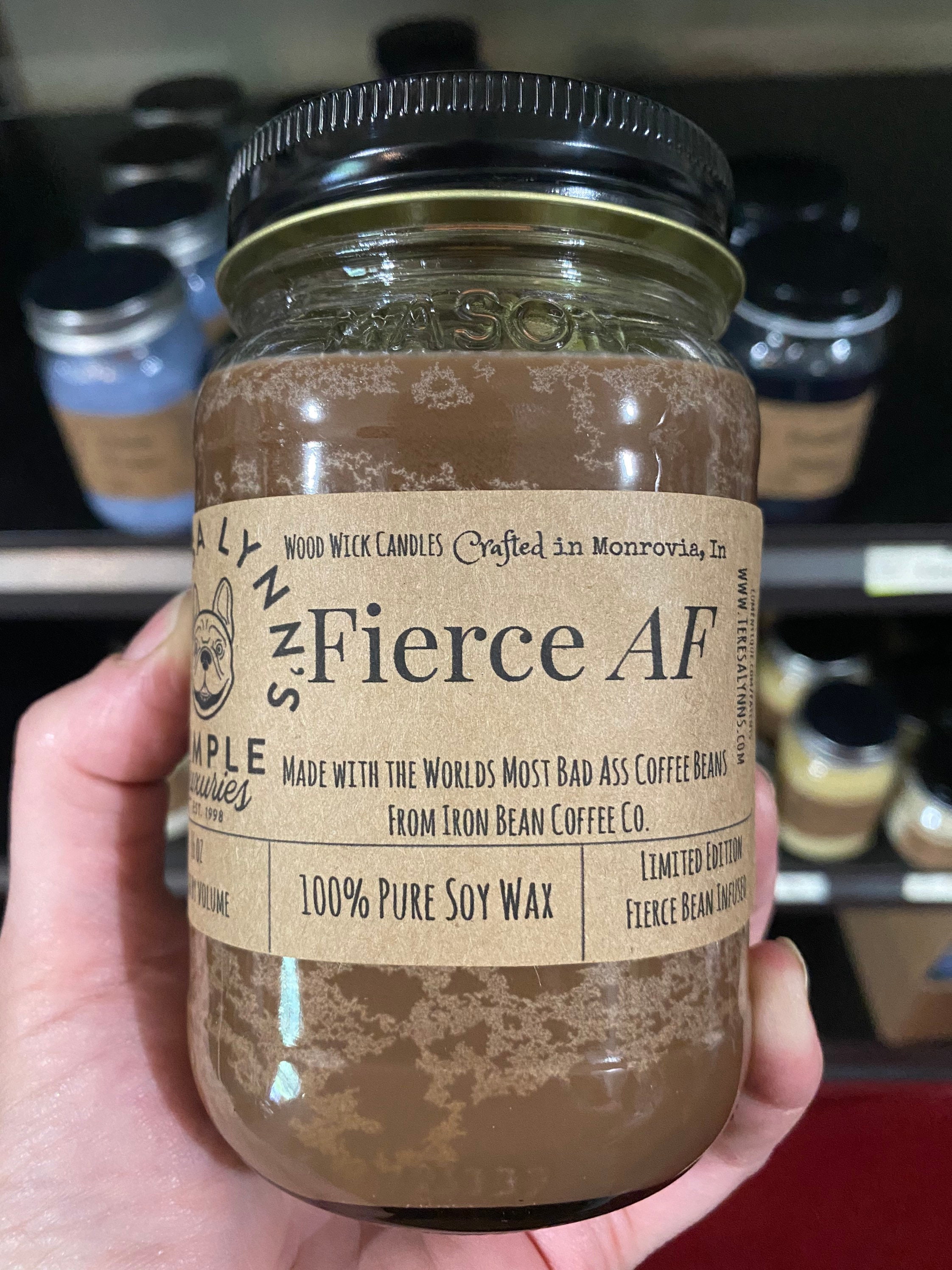 Fierce AF, Coffee Bean, candle, wood wick, 100% soy wax, handmade ...
