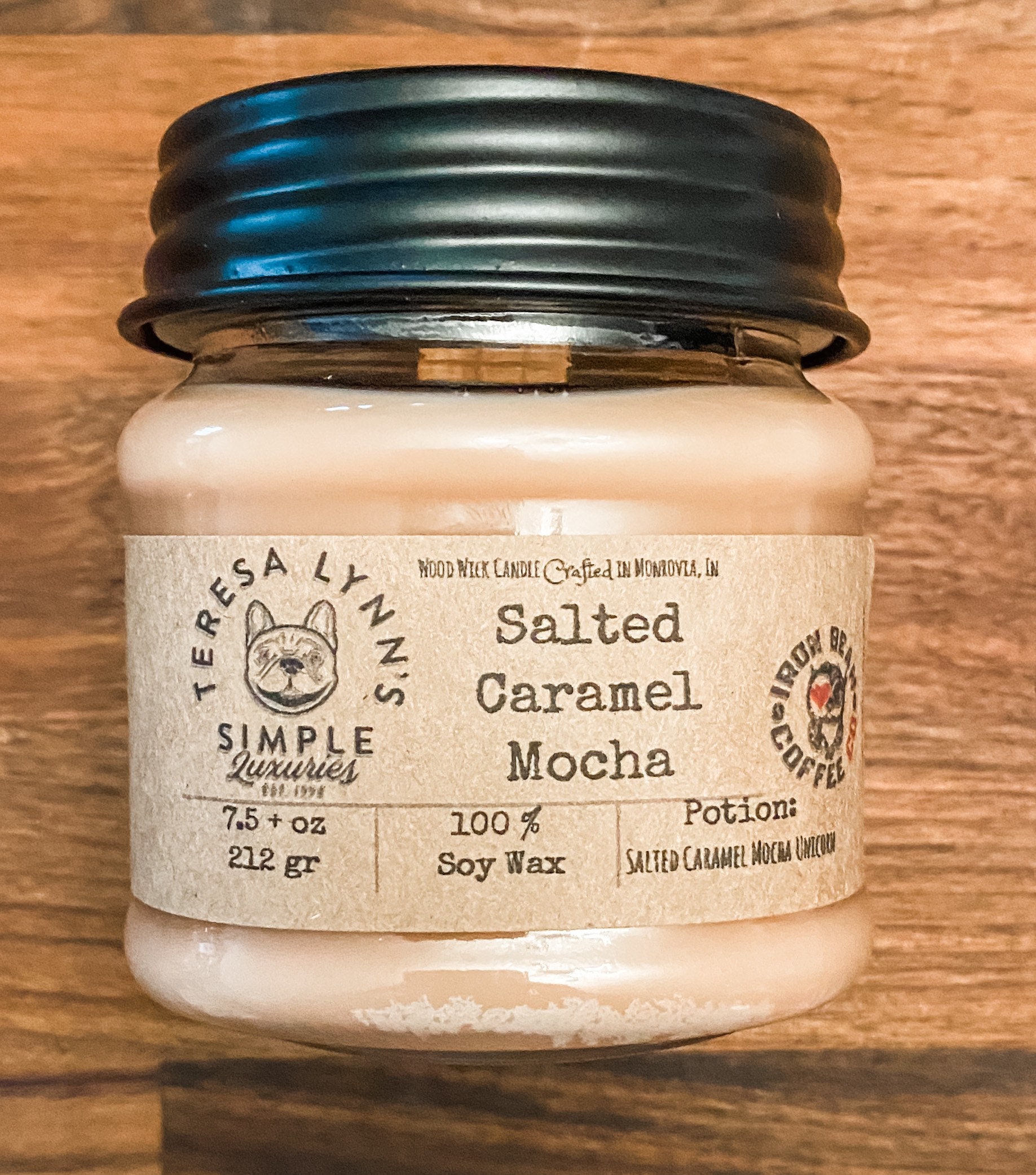 Salted caramel Mocha, Wood Wick, soy candle, scented candle, phthalate ...